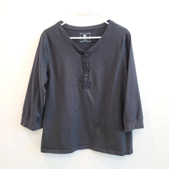 Studio Works | Tops | Studio Works Black Cotton Blouse Top Womens Size ...